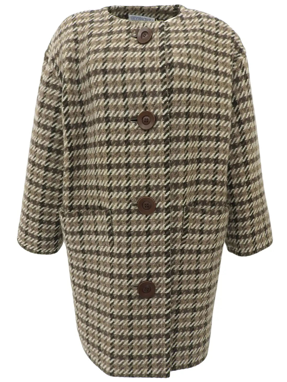 Tweed Houndstooth Pattern Coat Beige/Brown/White| VINTAGE QOO TOKYO ...