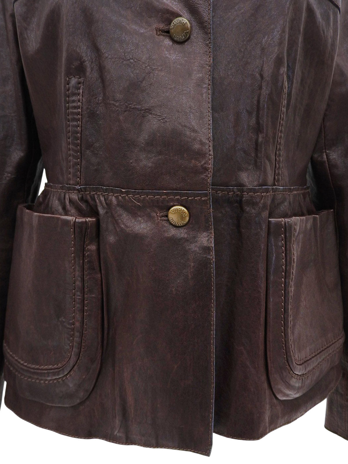 Leather logo button jacket in dark brown| VINTAGE QOO TOKYO | ヴィンテージクートーキョー