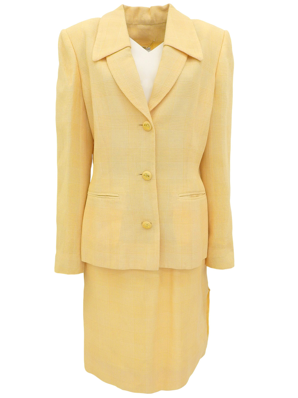 Check Pattern Macadam Button Set in Cream Yellow| VINTAGE QOO TOKYO ...