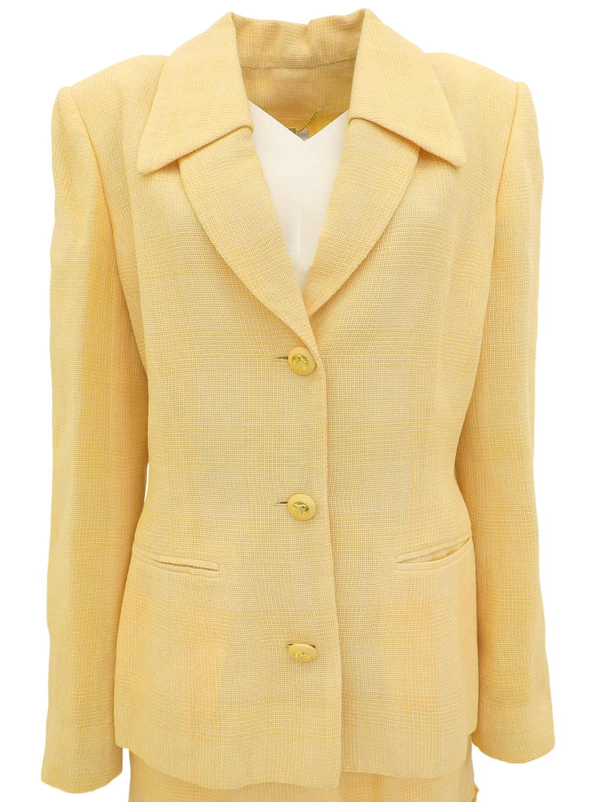 Check Pattern Macadam Button Set in Cream Yellow| VINTAGE QOO TOKYO ...