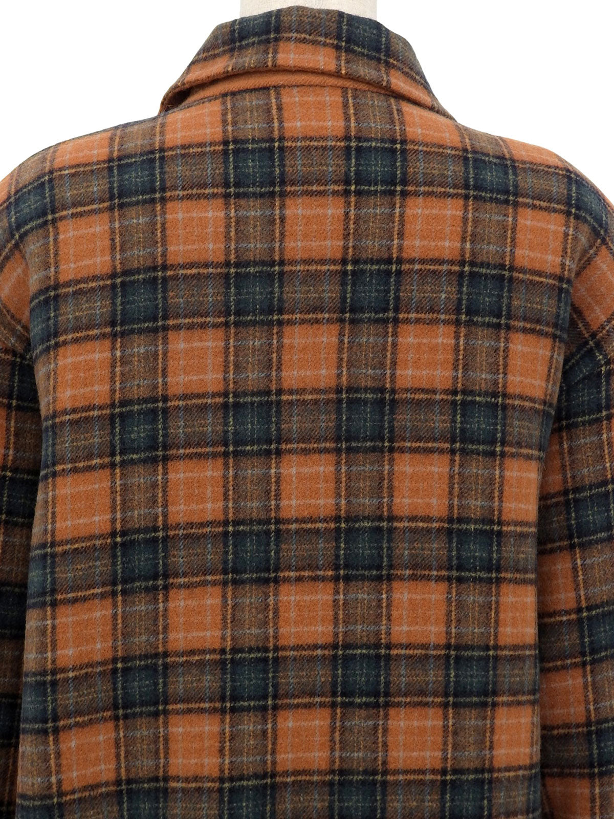 Wool check pattern coat in orange/green| VINTAGE QOO TOKYO | ヴィンテージクートーキョー