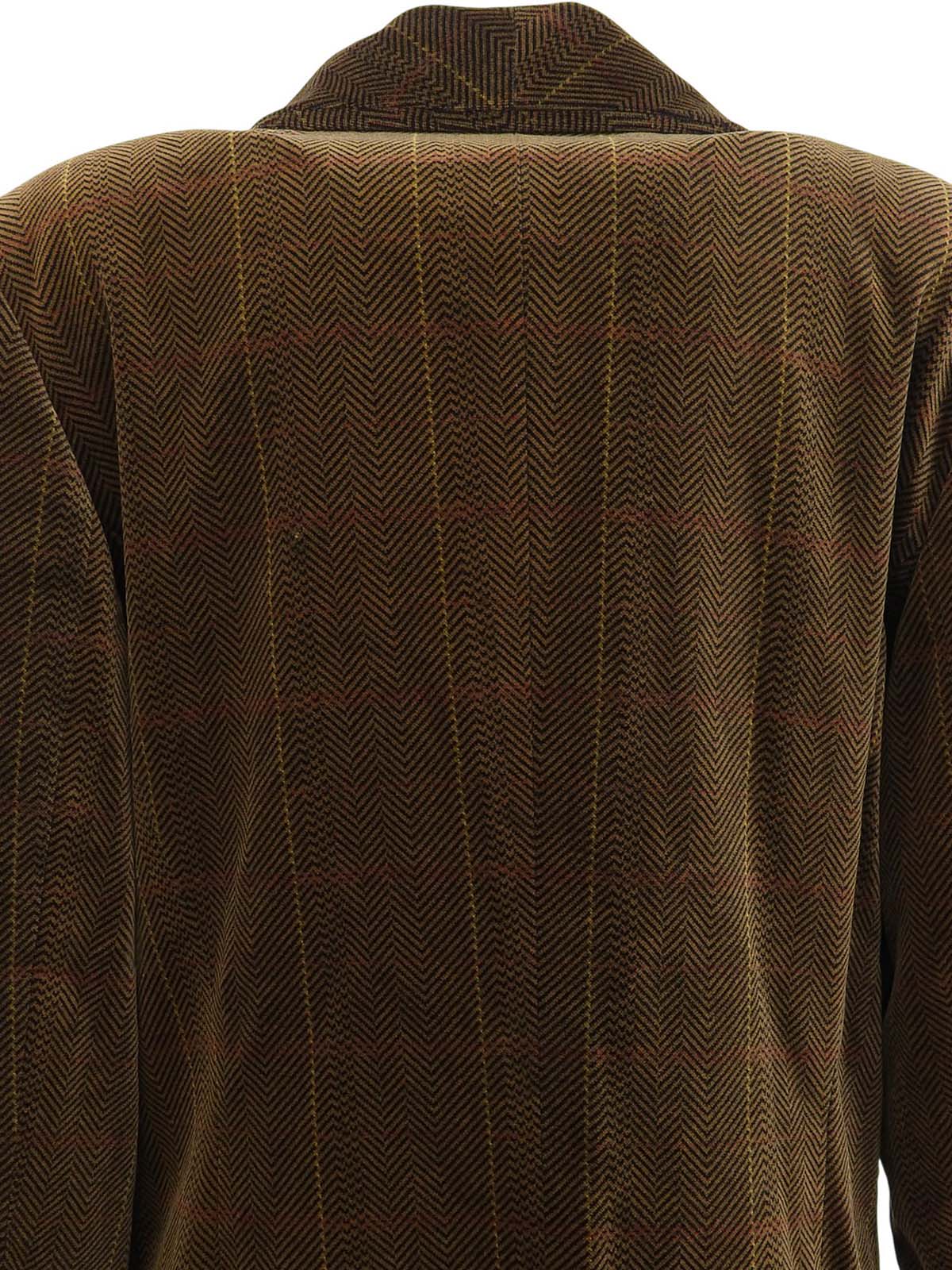 Velour Check Pattern Logo Button Jacket in Brown| VINTAGE QOO TOKYO ...